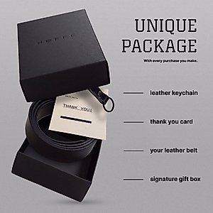 HoffeBelts Men's Leather Belt - Handmade Belts for Men with Buckle, Full Grain Leather Belts, Reverisble Dress Black & Brown Dual XL