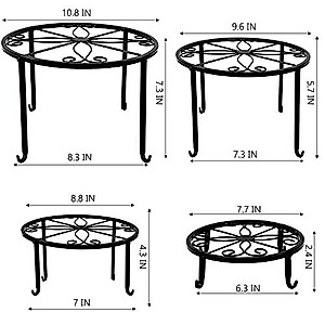 yosager 4 Pack Metal Plant Stands for Flower Pot, Heavy Duty Potted Holder, Indoor Outdoor Metal Rustproof Iron Garden Container Round Supports Rack for Planter
