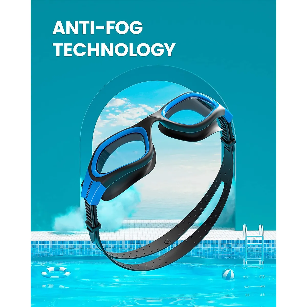 YAKAON Kids Swim Goggles 6-14, Wide View and Clear Vision Underwater, Non-Polarized Clear Lenses, Anti-Fog, UV Protection, & Leak-Proof Seal for Boys/Girls in Pools or Openwater