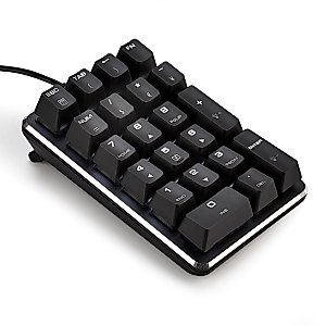 Qisan Mechanical Numeric Keypad Wireless Bluetooth Keypad Cherry MX Blue Switch 21 Keys Mini Numpad Portable Keypad Extended Layout Magicforce for for Financial Cashier Securities-Black