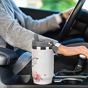 30oz Stainless Steel Insulated Tumbler with Flip Lid & Straw, Leakproof Travel Mug for Car, Ink Style Dragon Double Wall Vacuum Thermal Coffee Cup with Handle, Spill-Proof Design for Hot/Cold Drinks