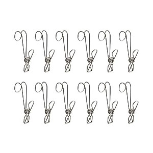 DOITOOL Clothespins, 12PCS Stainless Steel Clothes Drying Hanger Clips Multi- Purpose Windproof Clothespin Wire Clips for Clothesline Utility