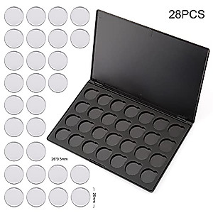 Allwon Empty Magnetic Eyeshadow Makeup Palette with 28Pcs 26mm Round Metal Pans
