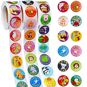 3 Rolls Motivational Stickers for Kids, 1500 Pieces Teacher Reward Stickers School Supplies for Children, Incentive Cute Sticker Potty Training Stickers for School Home, 24 Designs (Vivid Style)