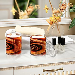 xigua 4 Pack Orange Rose Apothecary Jars with Lid, Qtip Holder Storage Containers for Cotton Ball, Swabs, Pads, Clear Plastic Canisters for Bathroom Vanity Organization (10 Oz)