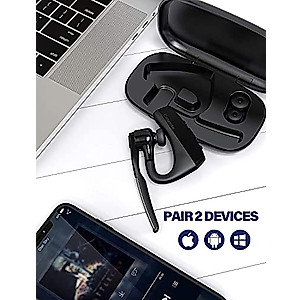 Bluetooth Headset V5.1, Pro Noise Cancelling Bluetooth Earpiece CVC8.0 Dual Mic Hands Free Comfortable Earbud 240 Hrs Standby Time for Cell Phone iPhone Business/Workout/Driving