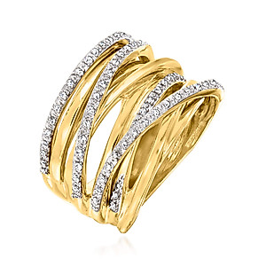 Ross-Simons 0.25 ct. t.w. Diamond Highway Ring in 18kt Gold Over Sterling. Size 9