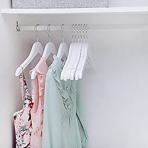 Nature Smile 20 Pack 14 Inches Juniors Preteen Older Children Wooden Clothes Hangers Wood Dress Shirt Hanger Coat Jacket Hangers with Notches and 360° Swivel Anti-Rust Chrome Hook (White)