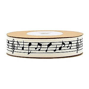10 Yards Printed Music Note Cotton Ribbon Apparel Hemming Gift Box Packaging Gardening Home Gifts Decoration Fabric Materials Wide 1.5cm