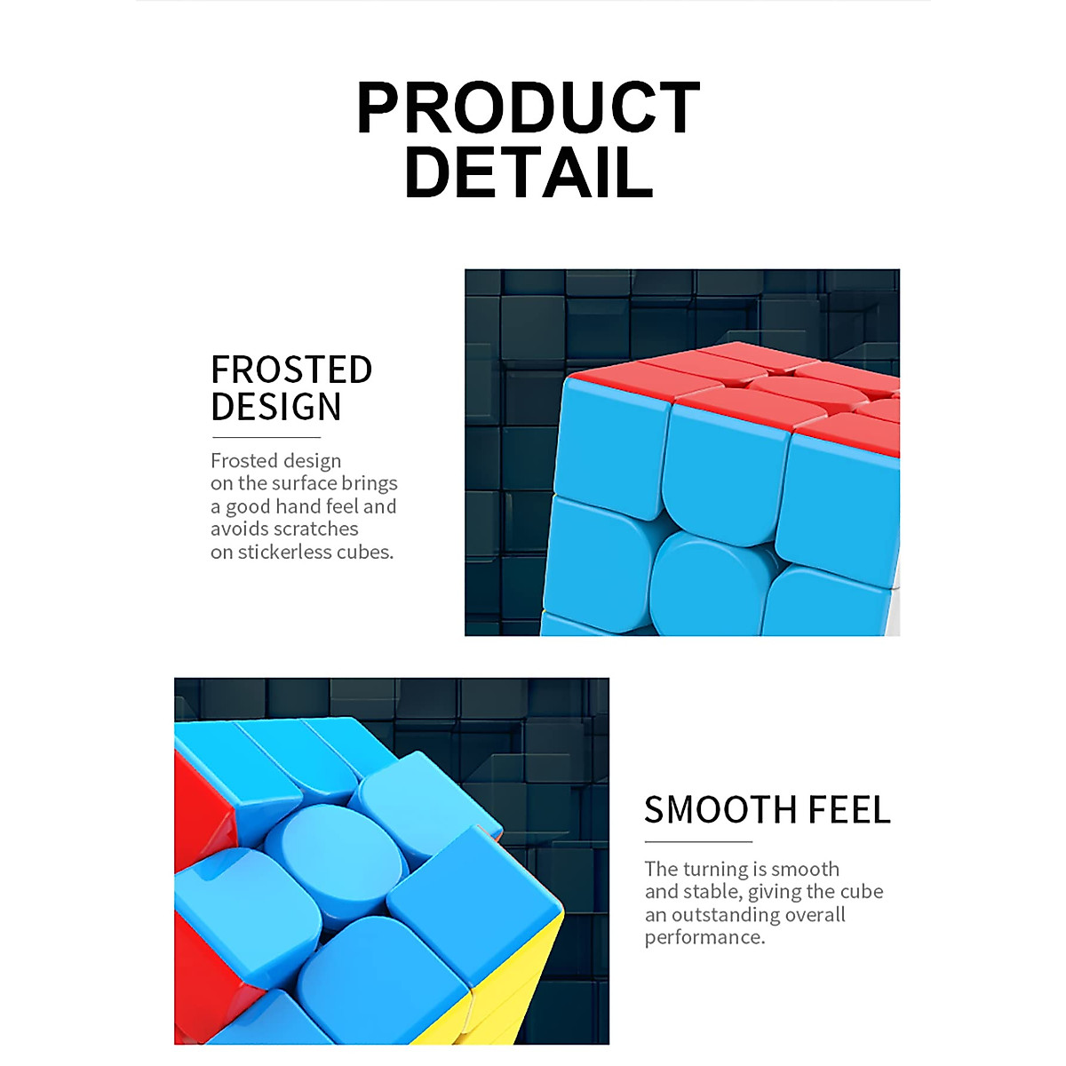UUWEI 3x3x3 Speed Cube,Stickerless Magic Cube, Smooth Turning Puzzle Box with Anti-Sticky Design, The Most Educational Toy to Effectively Improve Your Child's Concentration and responsiveness