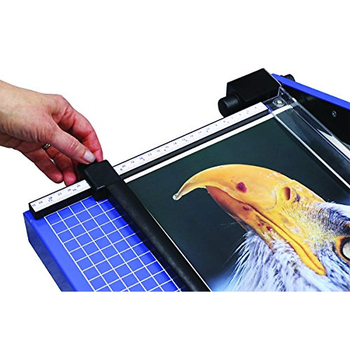 United T15 Office-Grade Guillotine Paper Trimmer, 15.4" Cut Length, 15 Sheet Capacity, Blue