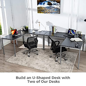 GOOD & GRACIOUS L-Shaped Gaming Desk, 60x55 Inch L Shape Desk, Corner Desk for Home Office, Modern Home Office Study Writing Workstation L Table, Easy Assembly, Black&Gray