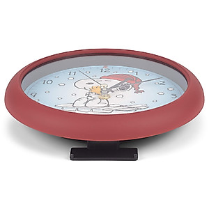 Mark Feldstein & Associates Peanuts Snoopy On Sled Linus and Lucy Sound Blue 8 x 8 Christmas Clock