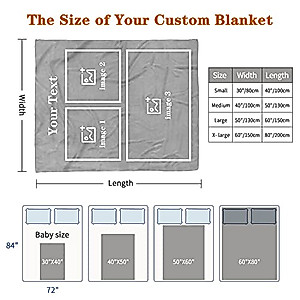 Custom Blanket with Photos-Customized Picture Blanket Flannel Throw Soft Blanket for Adult Kid Best Friend Birthday Gift(3 Photos-Style 1,50"x60")