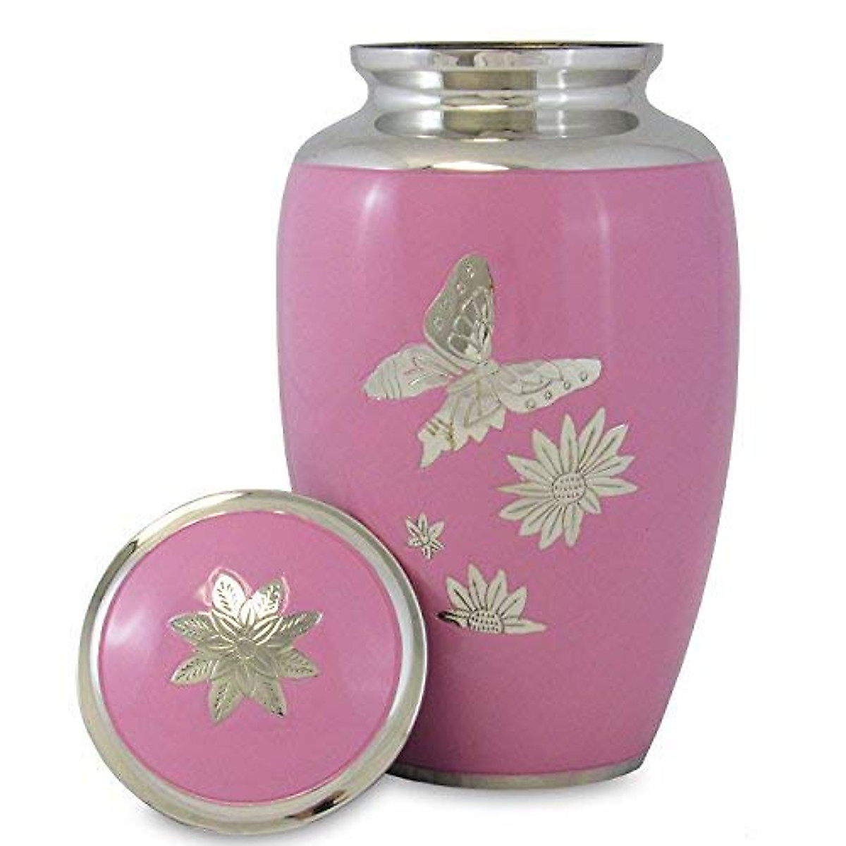 Trupoint Memorials Cremation Urns for Human Ashes - Decorative Urns, Urns for Human Ashes Female & Male, Urns for Ashes Adult Female, Funeral Urns - Butterfly Pink, Large