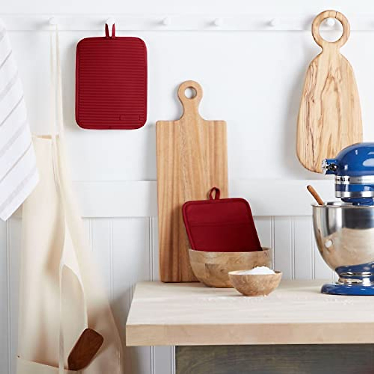 KitchenAid Ribbed Soft Silicone Pot Holder Set, Smoked Paprika