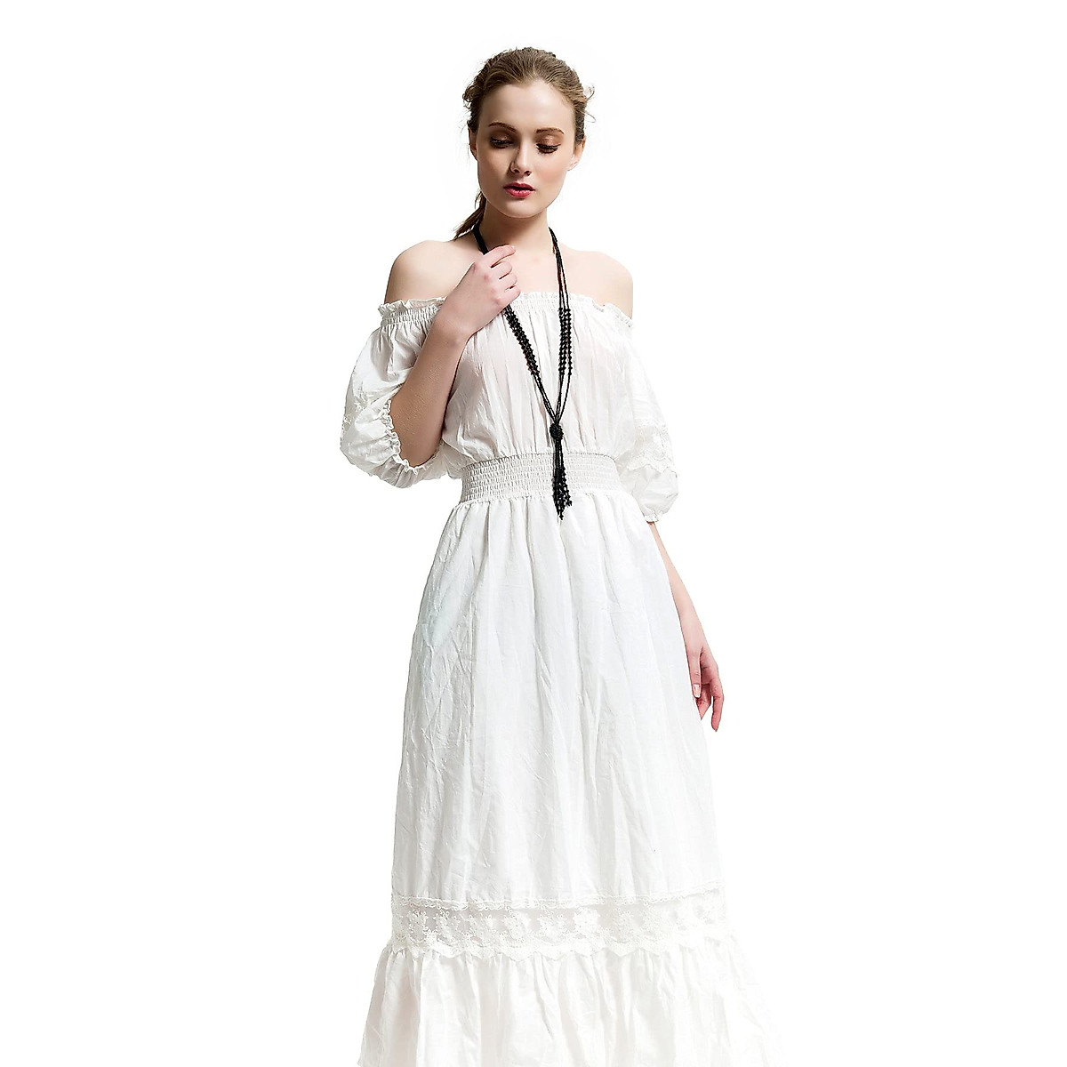 Vintage Style Charcoal Black Long Multitier Beaded Womens Necklace Jewelry (Long - 31")