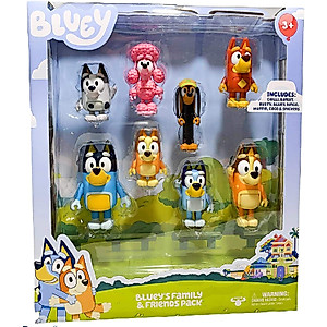 Bluey Family and Friends Figure 8-Pack: Articulated 2.5 Inch Action Figures; Bluey, Bingo, Bandit (Dad), Chilli (Mum), Coco, Snickers, Rusty and Muffin Official Collectable Toy