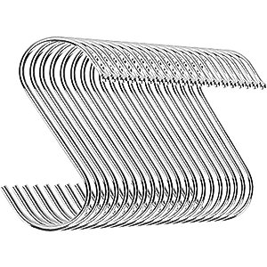 Emoly 20 Pack Heavy Duty s Hooks Stainless Steel S Shaped Hanging Hooks Hangers for Kitchen, Bathroom, Bedroom and Office, Silver