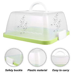 BESTOYARD Cake Carrier 10x5 Inch Cupcake Storage Container Green Square Macaron Box with Handle Portable Pie Saver Travel Platter for Bakers Chefs Caterers