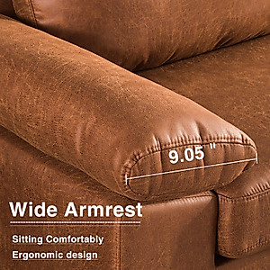 HOOOWOOO 100" L Shaped Couch with Reversible Chaise Living Room Couch Modern Sofa Set for Small Living Room Apartment Space,Brown Faux Suede