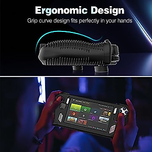 SUIHUOJI for Rog Ally Stand Protective Case, Silicone Accessories Protector, Soft Cover Skin Shell with 2 Pairs Thumb Grips Caps, Full Protection Kickstand for ASUS Rog Ally Handheld (Black)