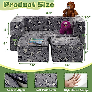 TXGDPIONEER Kids Play Couch,3 in 1 Modular Kids Couch,Glow in the Dark Toddler Climbing Couch,Imaginative Kids Foam Couch,Modular Play Couch Set for Toddler and Baby,Kids Couch for Playroom,Spacecraft