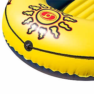 Solstice Inflatable Boat Rafts 2 Person for Adults & Kids Comes W/ Pole Oar Holders Cushioned Comfortable Base Grab Line 6 Ft Size Sunskiff Kits Dinghy Air Floor Yellow