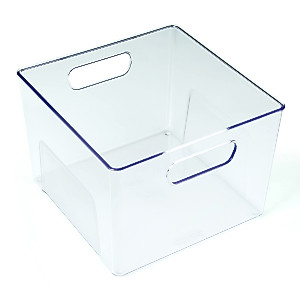 Copco Square Clear Bin, 8.5 x 8.5 x 6-Inch, for Kitchen, Fridge, Pantry, Laundry, and More
