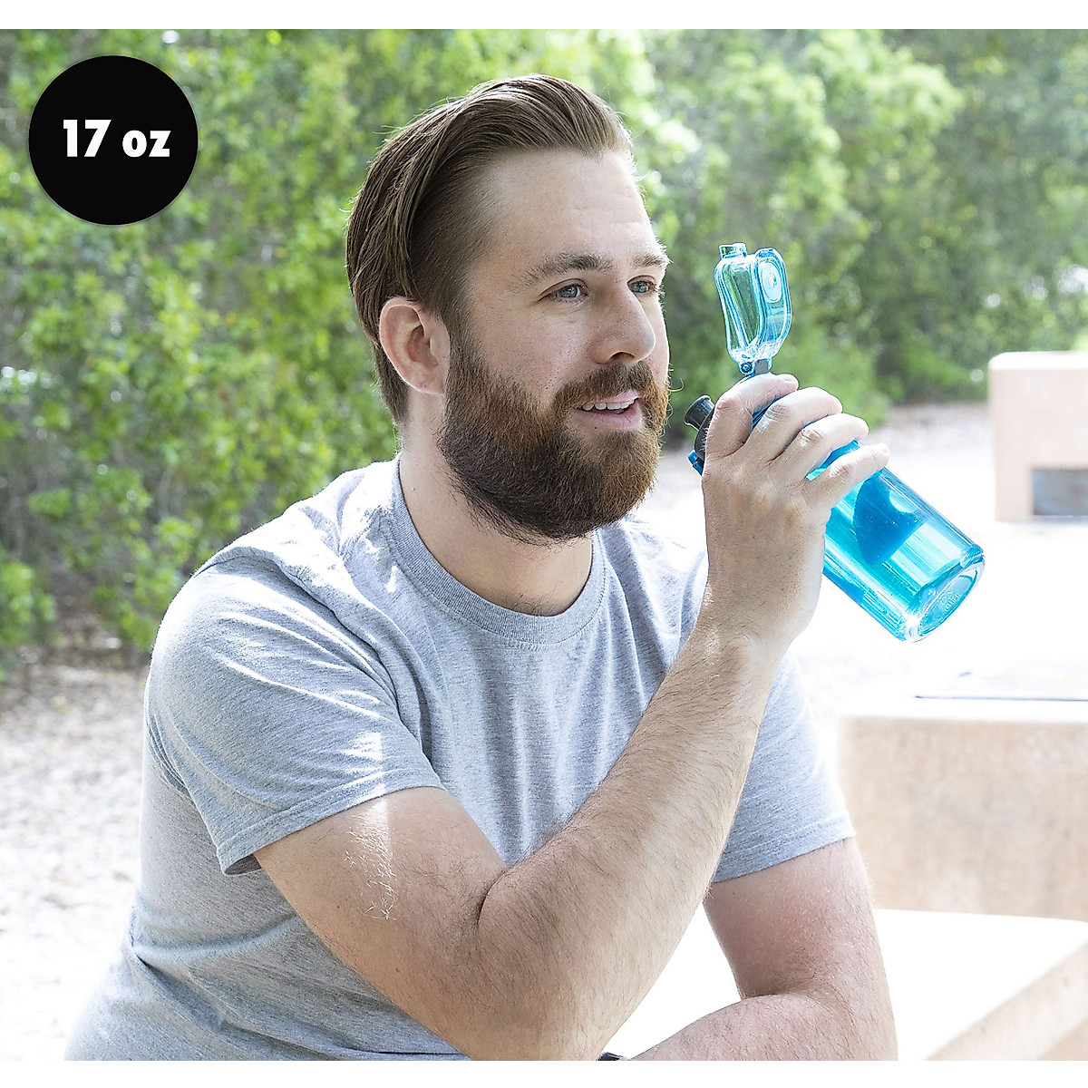 MIRA Reusable Tritan Water Bottle | BPA-Free Plastic Sports Water Bottle | Leak Proof Locking Flip Top Lid with Easy Flow Spout (17 oz (500 ml), Navy Blue)