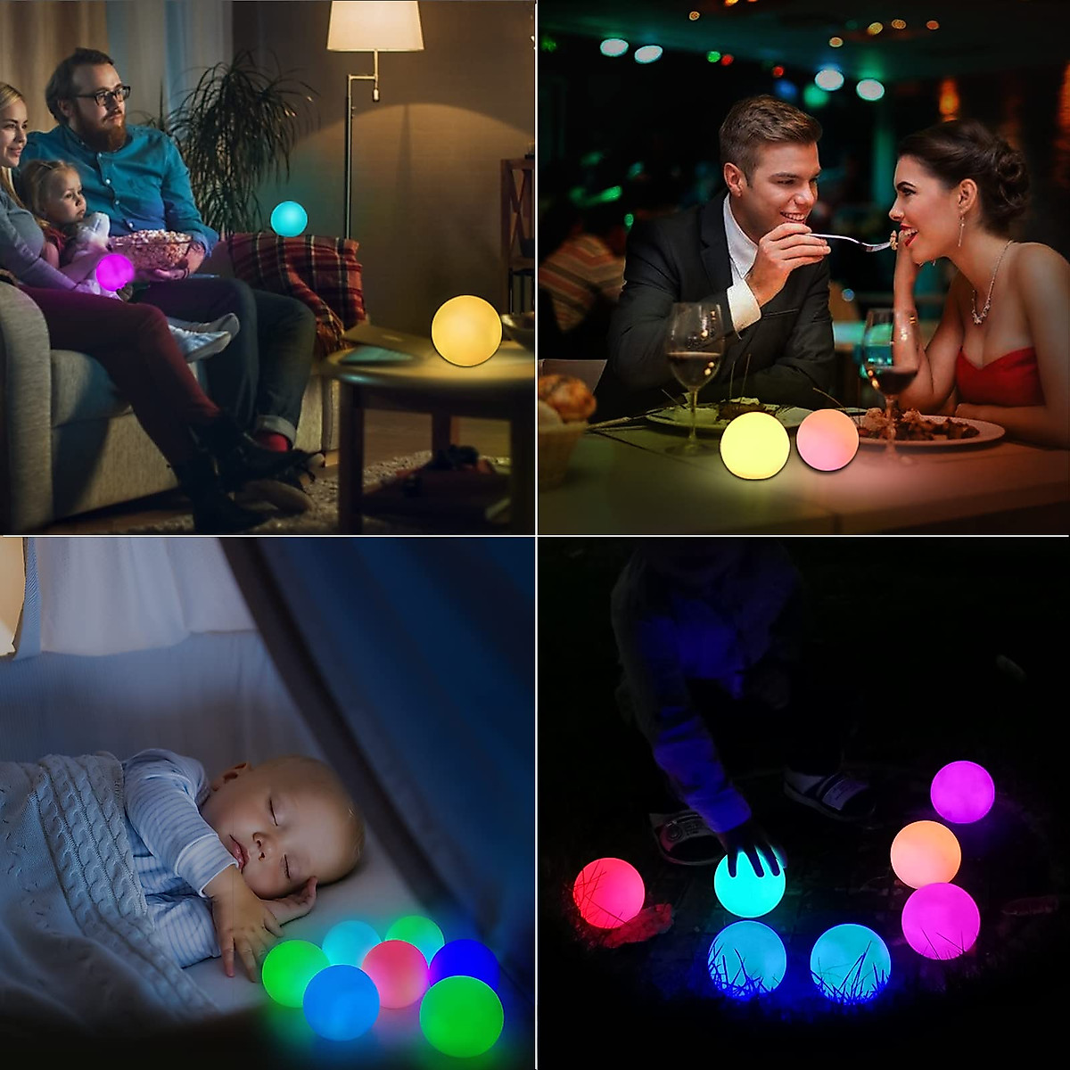 Vibrant Floating Pool Light Balls - RGB Color Changing