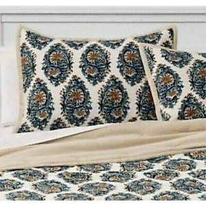 Threshold Velvet Navy Paisley Standard Pillow Sham