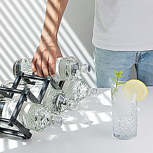 Navaris Bamboo Wine Rack - Foldable Free Standing Wine Rack - Small Wooden Wine Stand for Organizing and Storing Bottles - 5 Slot - Black