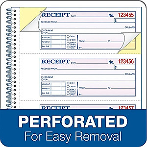 Adams(R) Carbonless 2-Part Spiral Money/Rent Receipt Book, 7 5/8in. x 11in., Book of 200 Sets, SC1182