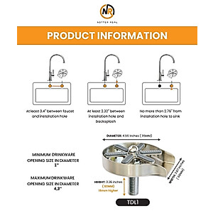 Notter Real Metal Glass Rinser Set for Kitchen Sink, Cup Cleaner, Powerful Spray Holes Metal Bottle Washer, High-Pressure Water, Compatible with Most U.S Sink, Stainless Steel Material