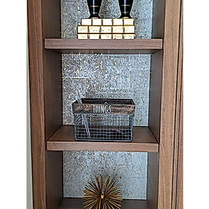 Rae Dunn by Designstyles Wire Storage Basket – Metal and Solid Wood Organizer – Decorative Folder Bin - for Office, Bedroom, Living Room, Closet and More