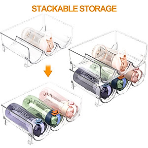 Tiawudi 2 Pack Water Bottle Organizer, Stackable Bottle Holder Rack, Water, Wine, and Drink Organizer Shelf for Cabinet, Kitchen Countertop, Pantry and Fridge