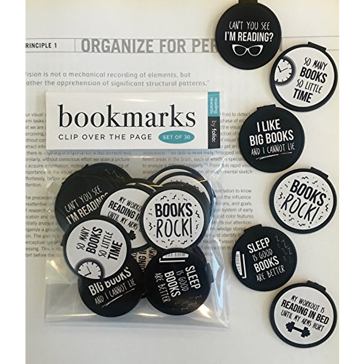 "Clip Over The Page" Readers Quote Bookmarks - Set of 30 - Wordy Quotes Bulk Bookmarks for Kids Girls Boys Teens. Perfect for Gifts - Student Incentives – Birthday Party Favors – Reading Incentives