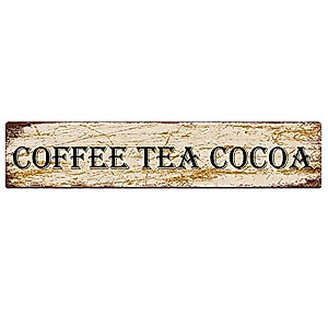 KILSPU Coffee Tea Cocoa Retro Metal Tin Sign Vintage Sign for Home Coffee Wall Decor 4x16 Inch / 10x40 cm