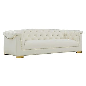 TOV Furniture Farah Cream Velvet Sofa