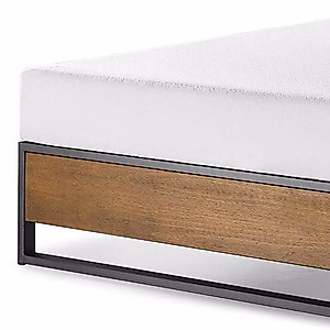 ZINUS GOOD DESIGN Award Winner Suzanne 14 Inch Bamboo and Metal Platforma Bed Frame, No Box Spring Needed, Wood Slat Support, Chestnut Brown, Queen