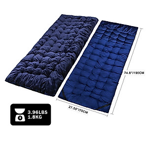 RedSwing XL Cot Mattress Pad, Cot Pads for Camping, 3.2'' Thick Cotton Camping Cot Mattress Pads, Soft and Comfortable, Blue 75"x28"