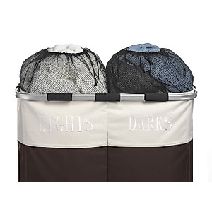 Whitmor Easycare Double Laundry Hamper - Lights and Darks Separator - Espresso