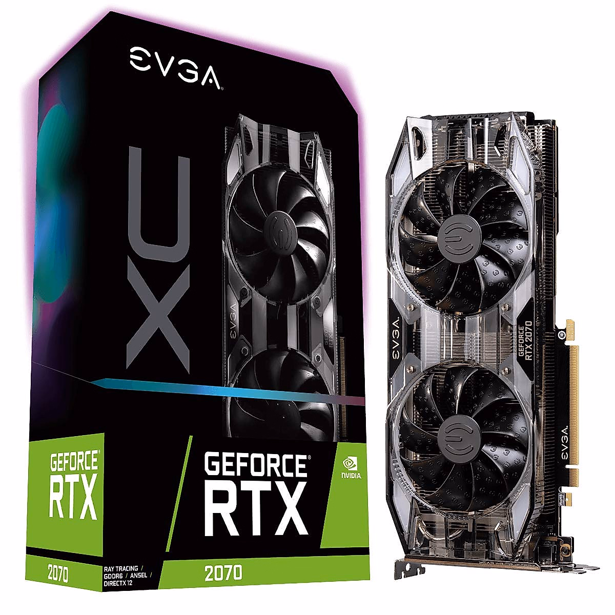 EVGA GeForce RTX 2070 XC Gaming, 8GB GDDR6, Dual HDB Fans & RGB LED Graphics Card 08G-P4-2172-KR, Real Boost Clock: 1710 MHz