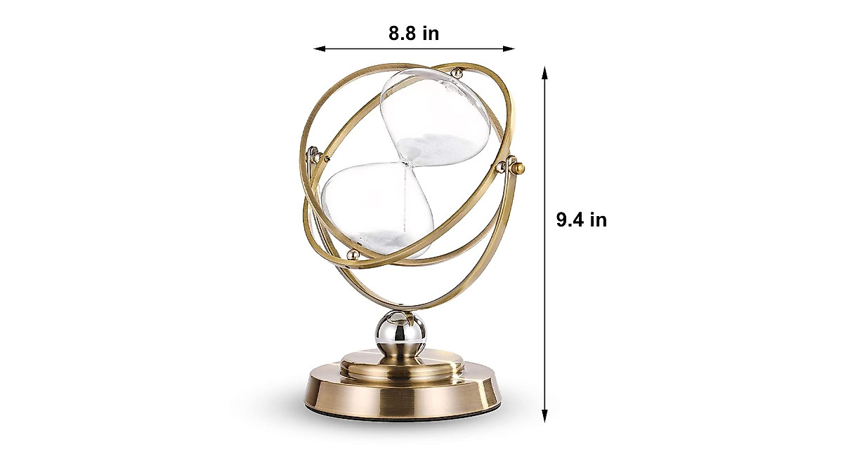 Brass Hourglass 60 Min - Elegant Rotating Sand Clock for Home & Office