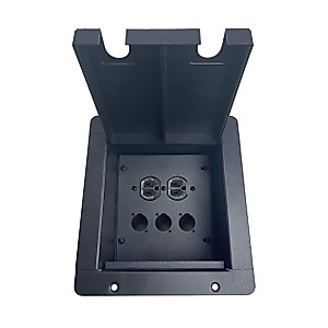 ProCraft Pro Audio Recessed Floor Pocket Box. Loaded AC Duplex and PrePunched for 3 "D" XLR's Made in the USA