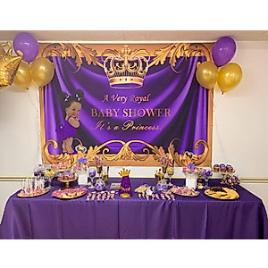 Mocsicka Baby Shower Backdrop Royal Little Princess Purple Crown Photography Background 7x5ft Vinyl Royal Purple Gold Baby Shower Party Banner Backdrops