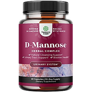 D Mannose with Cranberry Extract Capsules - D Mannose Capsules for Kidney Cleanse and Urinary Tract Health for Women - D-Mannose 1000mg Capsules Per Serving with Hibiscus & Dandelion (1 Month)