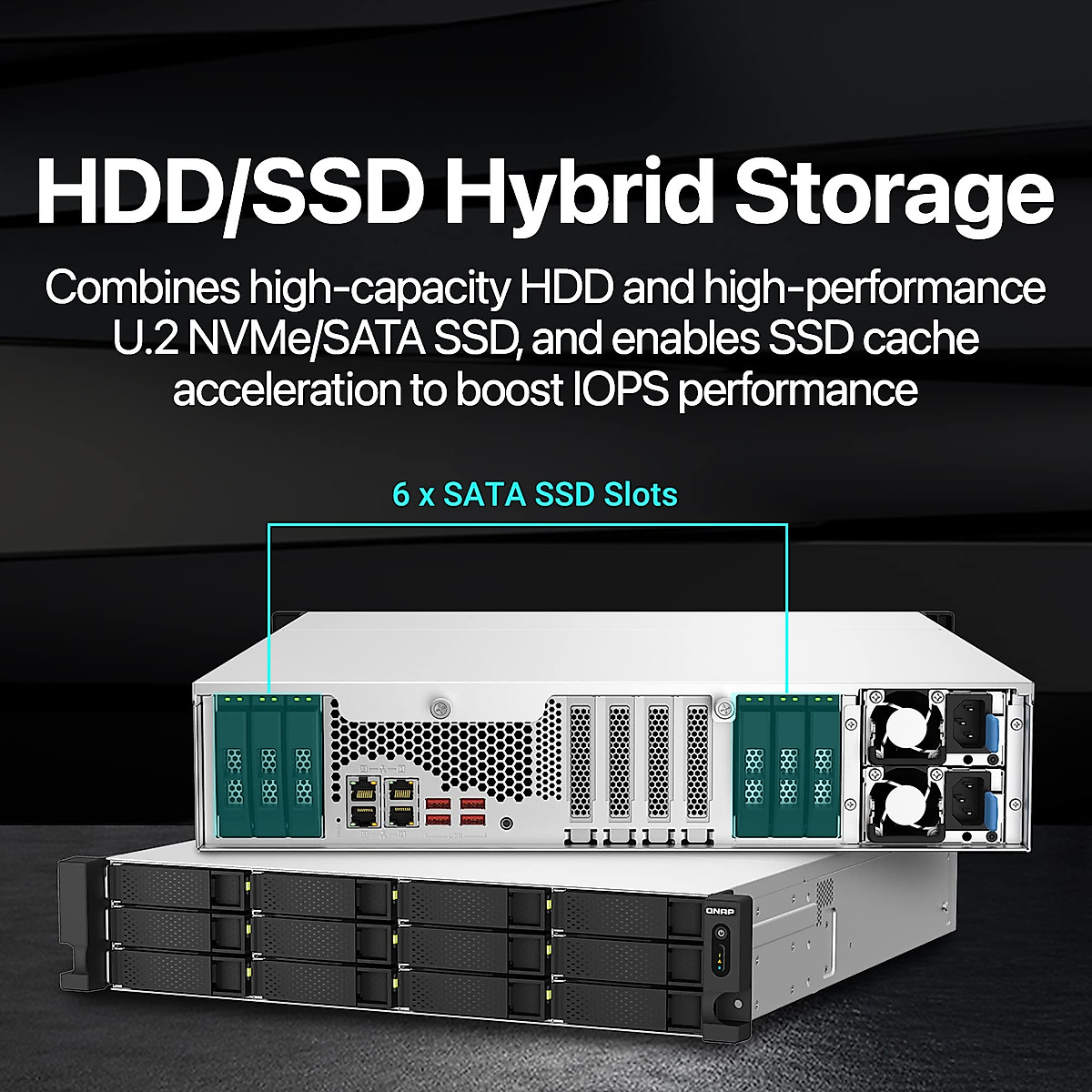 QNAP TS-h1887XU-RP-E2334-16G-US 18 Bay 2U Rackmount Hybrid NAS with Intel® Xeon® Processor, Dual 10GbE, ZFS Storage for Virtualization and Data-Intensive Enterprise Applications