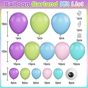 Monster Balloons Arch Garland Kit, Monster Cartoon Inc Balloons Party Decorations, Purple Green Blue Pink Teal Blue Balloons Arch for Monster Theme Birthday Baby Shower Party Decor